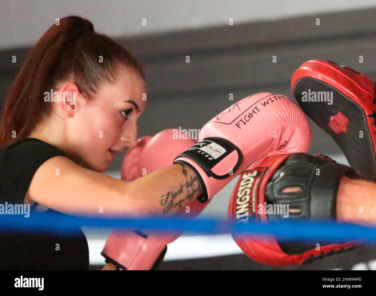 Dakota Peltzer trains at the new T-5 Boxing gym earlier this week ...