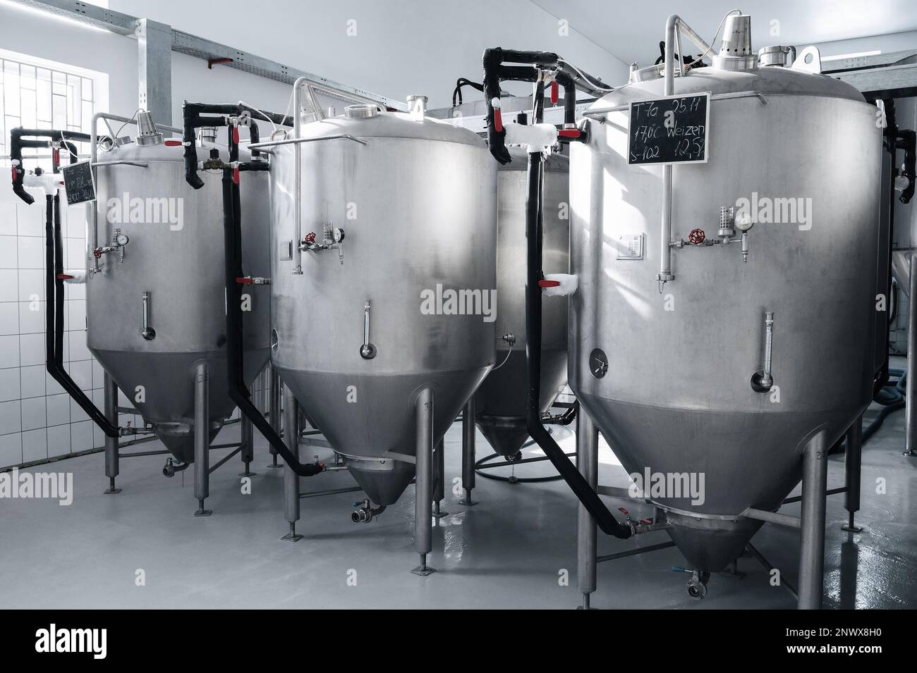 interior of a modern brewery with beer fermentation tanks Stock Photo ...