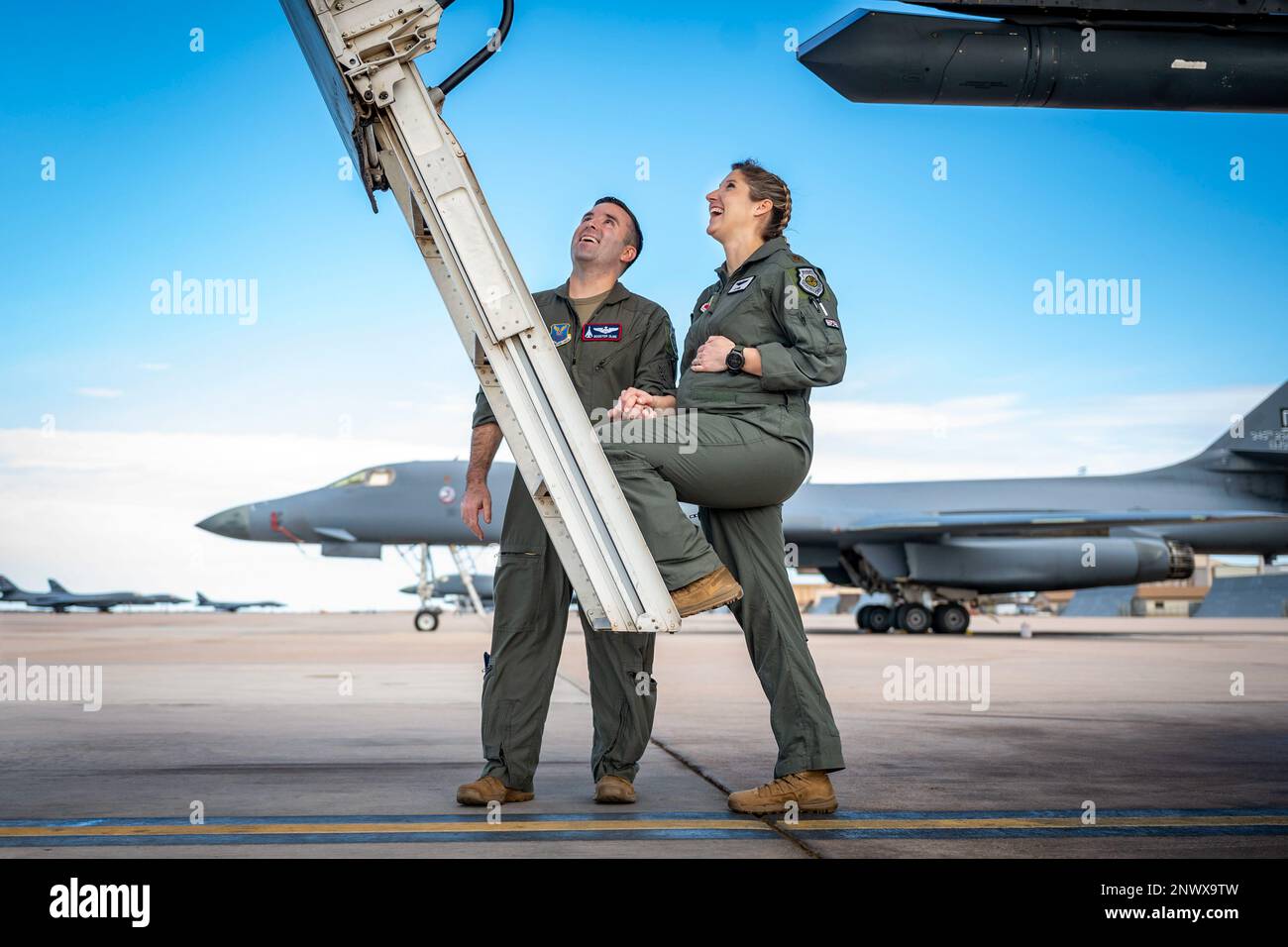 U.S. Air Force Maj. Lauren Olme, 77th Weapons Squadron assistant director of operations, and her ...