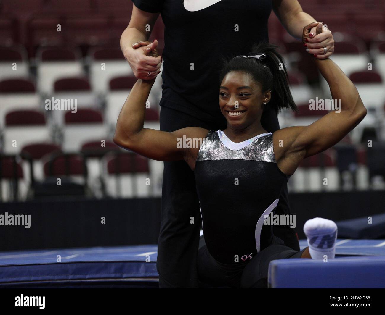 July 27, 2018: SIMONE BILES during podium training before the G.K. U.S ...