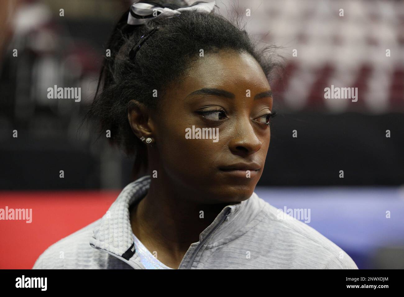 July 27, 2018: SIMONE BILES during podium training before the G.K. U.S ...