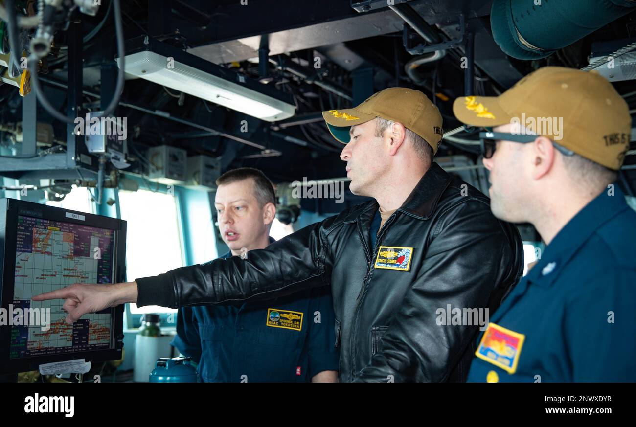 PHILLIPINE SEA (Jan. 20, 2023) Cmdr. Marcus Seeger, Commanding Officer ...