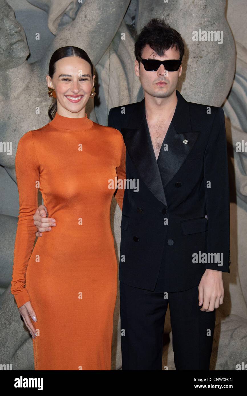 Devon Lee Carlson and Duke Nicholson attending the Saint Laurent Womenswear Fall Winter 2023 ...