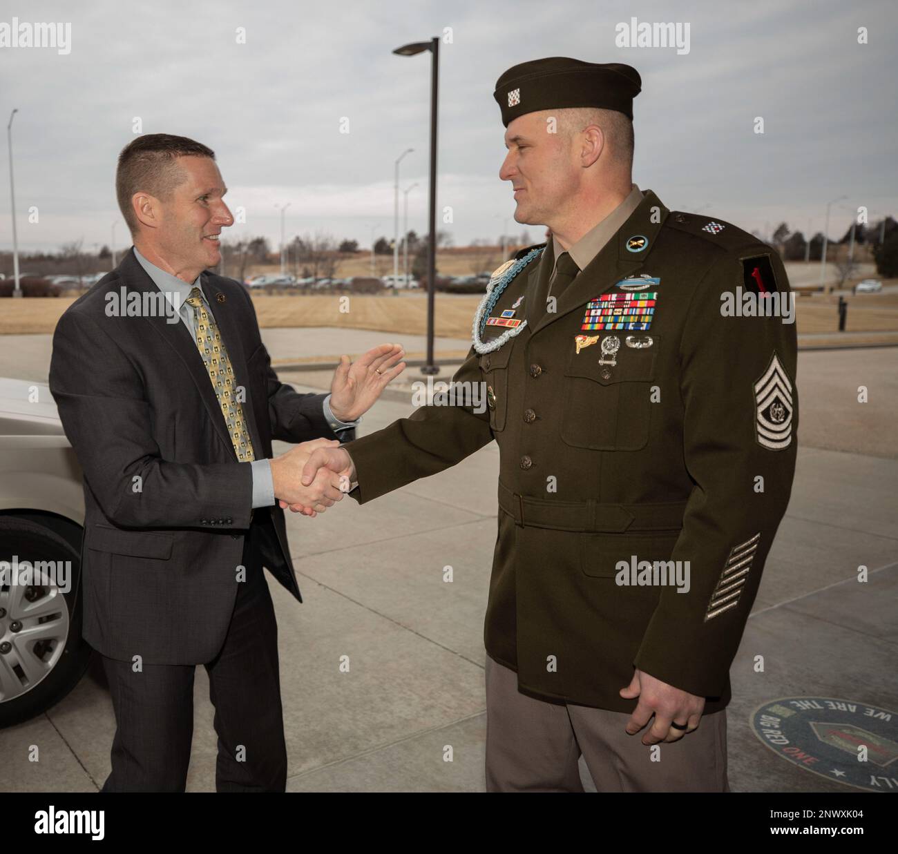Command Sergeant Major Joshua Perkins (right), the battalion command ...