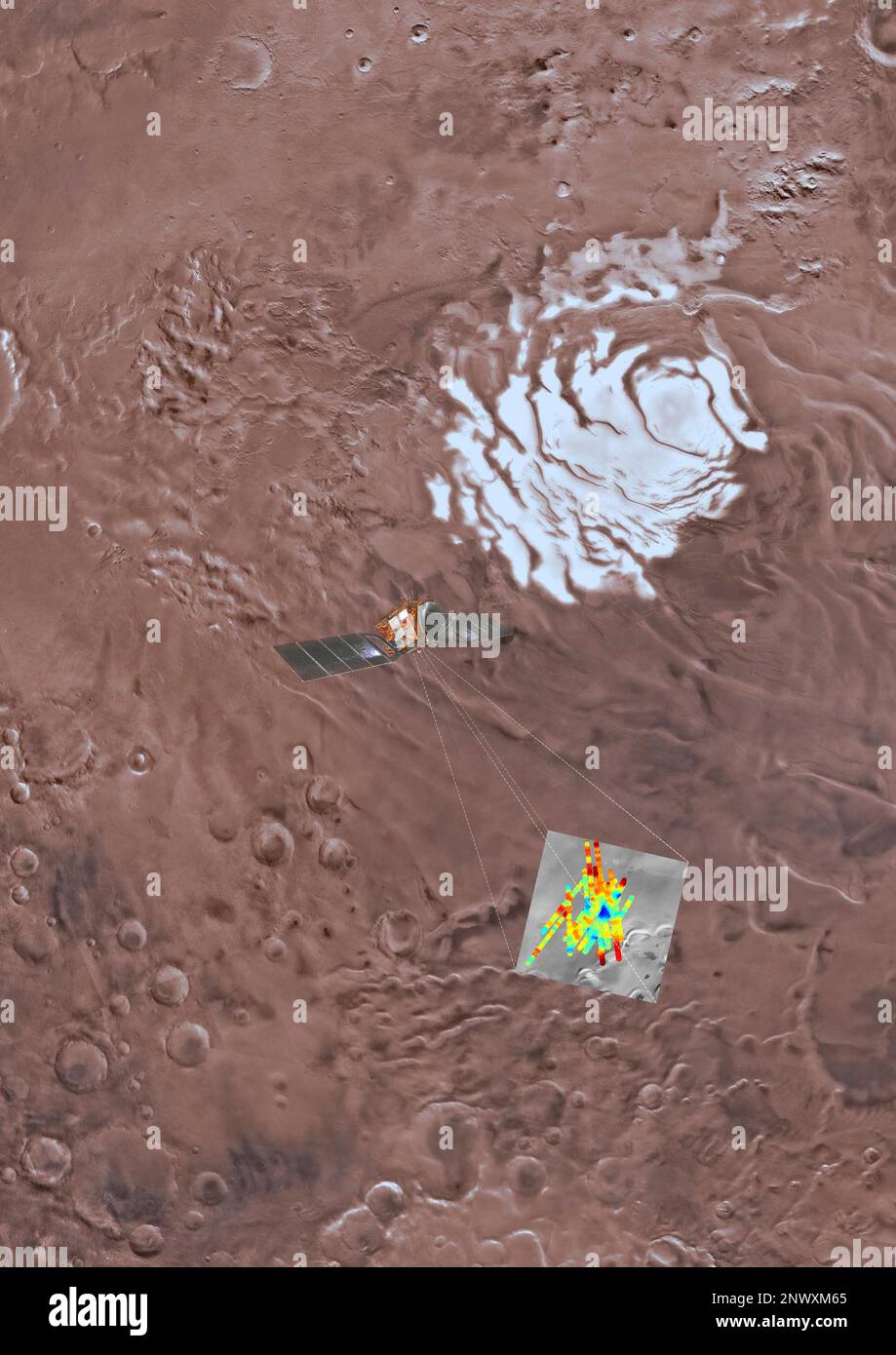 This artistic rendering shows the Mars Express Spacecraft probing Mars ...