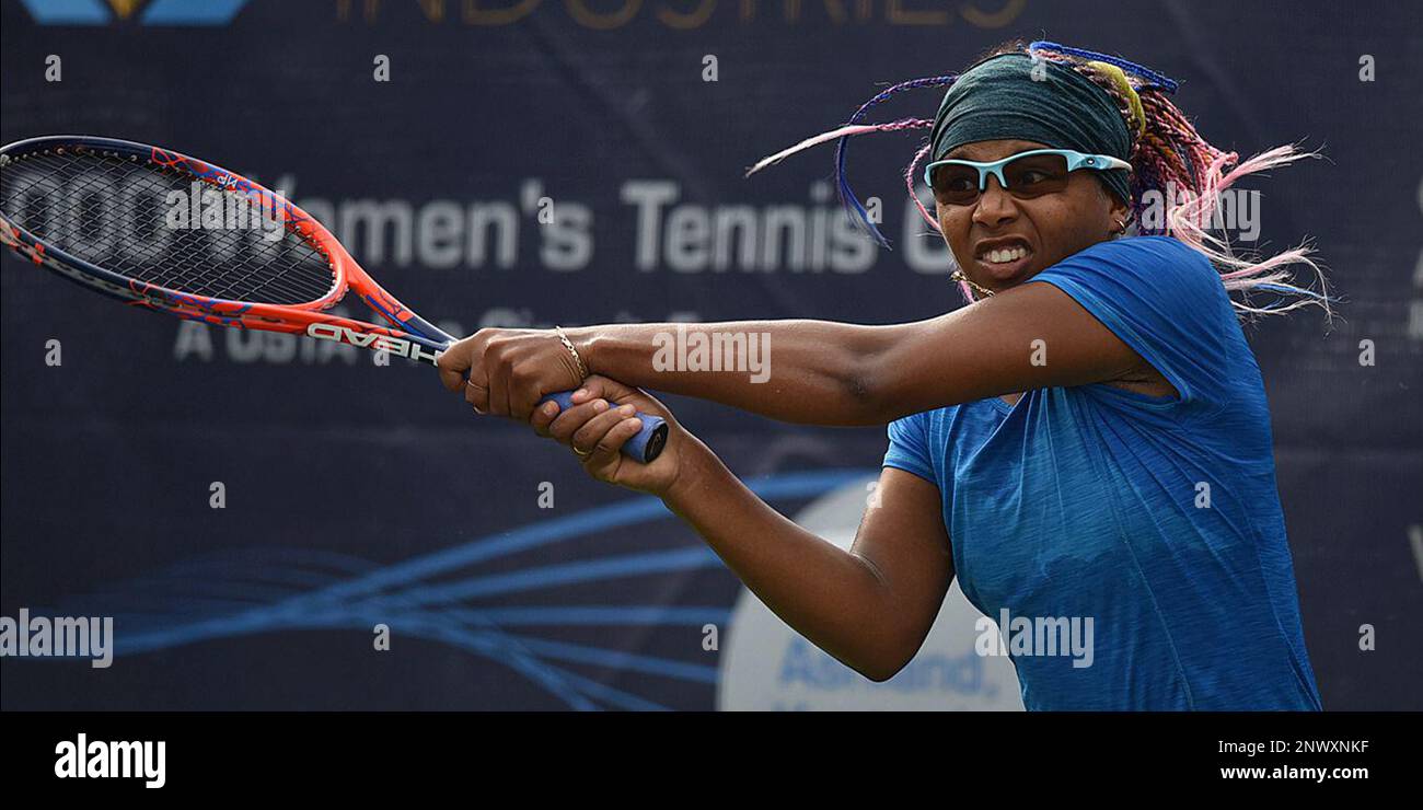 Victoria Duval follows through on a return to Caroline Dolehide during ...