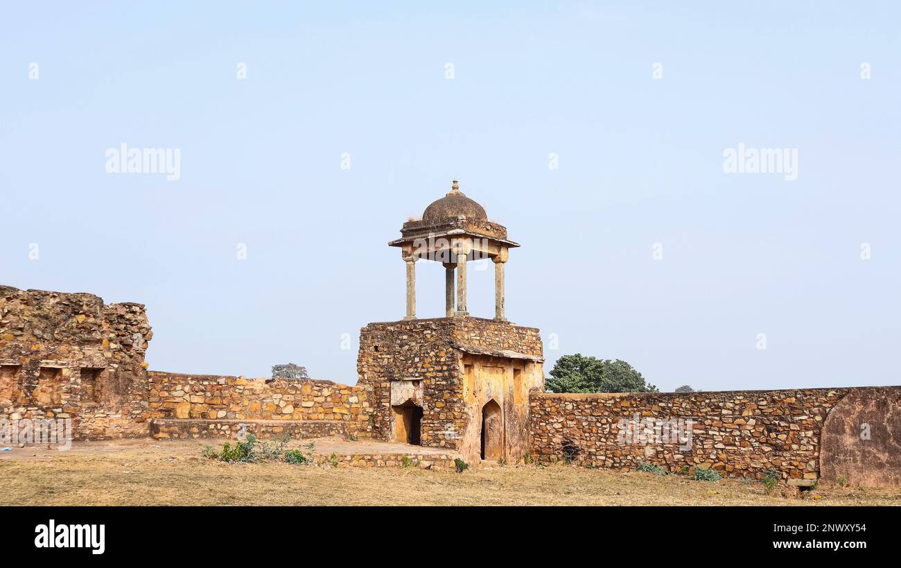 Protection wall and Watch Tower of Rohtas Fort, Bihar, India Stock ...