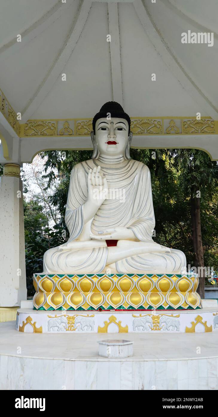 Statue of Lord Budhha in front of Japanese Temple, Rajgir, Nalanda ...