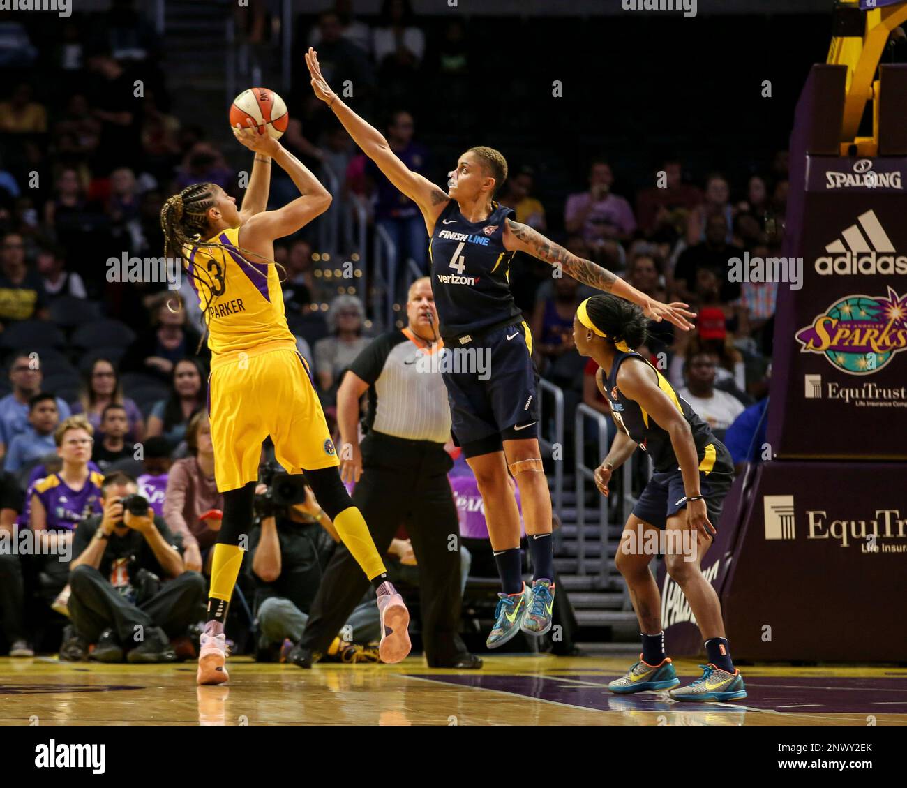 Los Angeles Sparks forward Candace Parker #3 shooting over Indiana ...