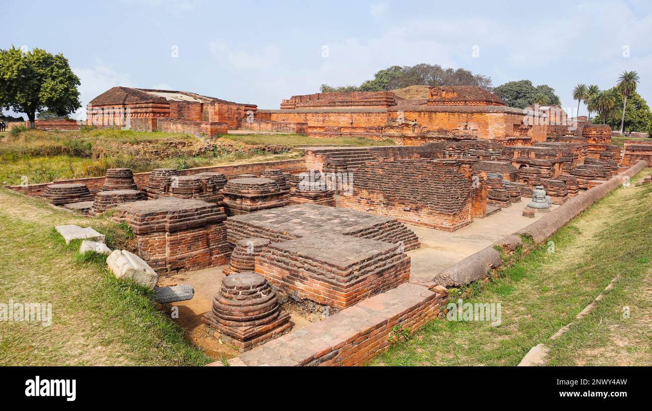 Ruins of Chaityas in the Complex of Nalanda University, Rajgir, Nalanda ...