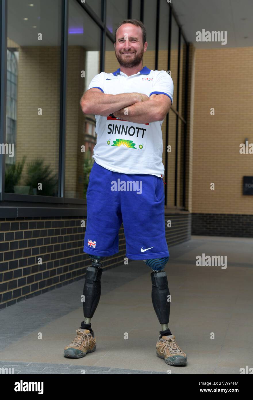 Paralympic long jumper Luke Sinnott (GBR) poses during a press ...