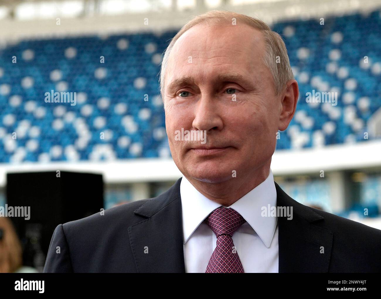 Russian President Vladimir Putin visits the Kaliningrad Stadium after ...