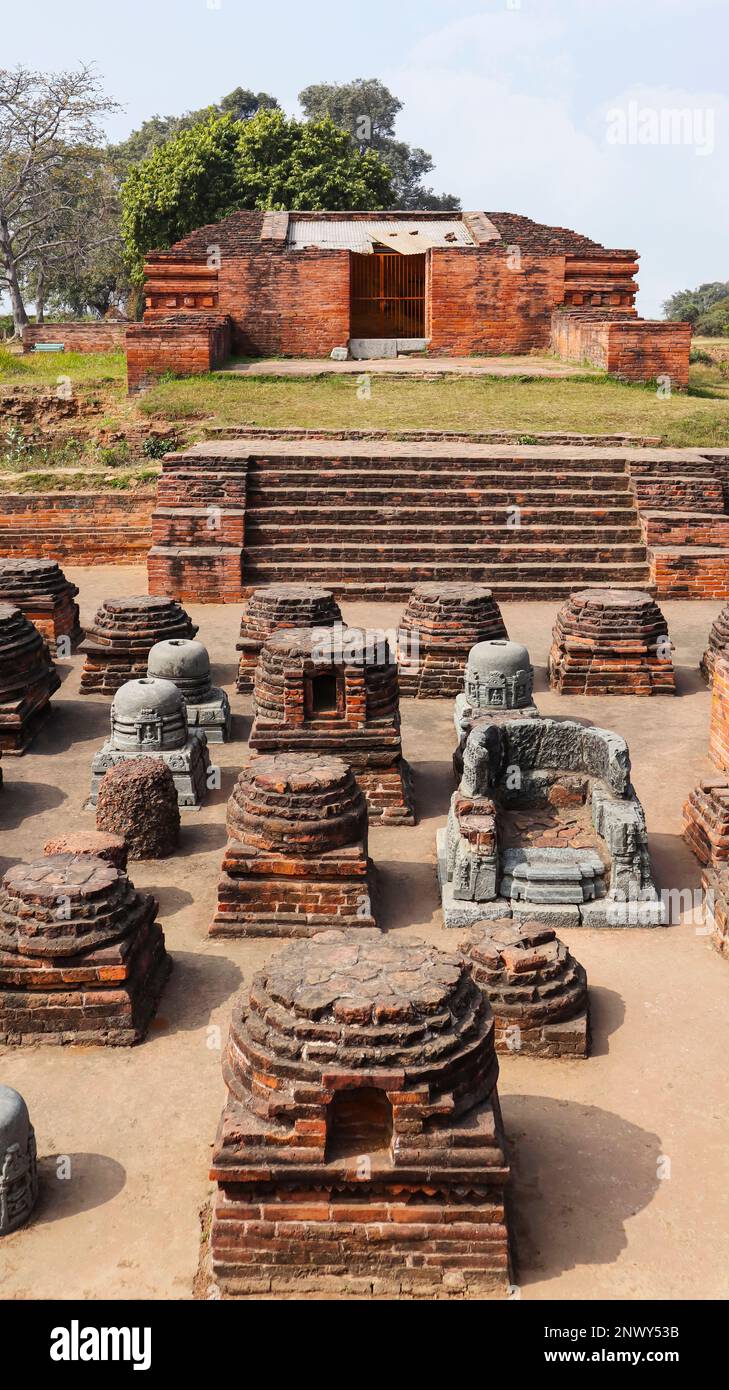 Ruins of Chaityas in the Complex of Nalanda University, Rajgir, Nalanda ...