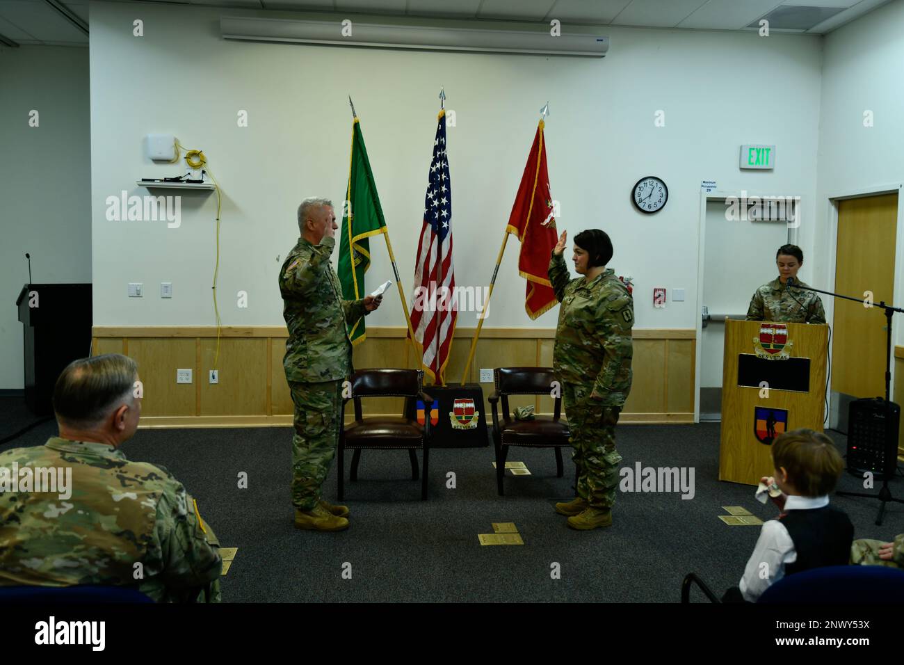 U.S. Army Col. Amanda Doyle, right, deputy commander of the 205th ...