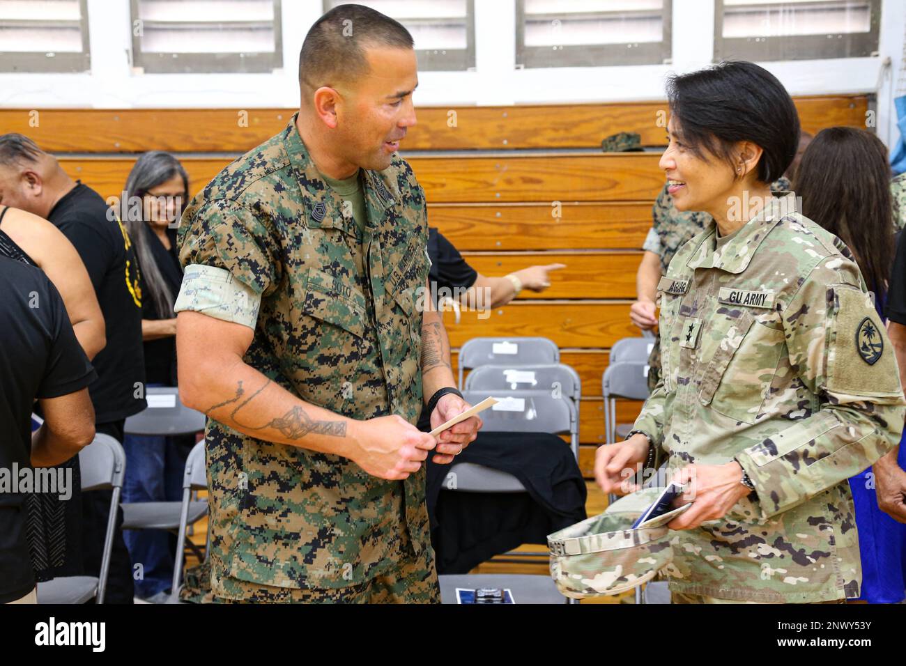 U.S. Marine Corps Sgt. Maj. Daniel A. Soto, sergeant major for Marine Corps Base (MCB) Camp Blaz ...