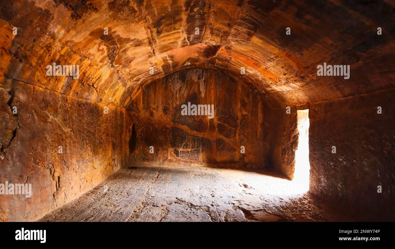 Inside View of Sone Bhandar Caves, Rajgir, Nalanda, Bihar, India Stock ...