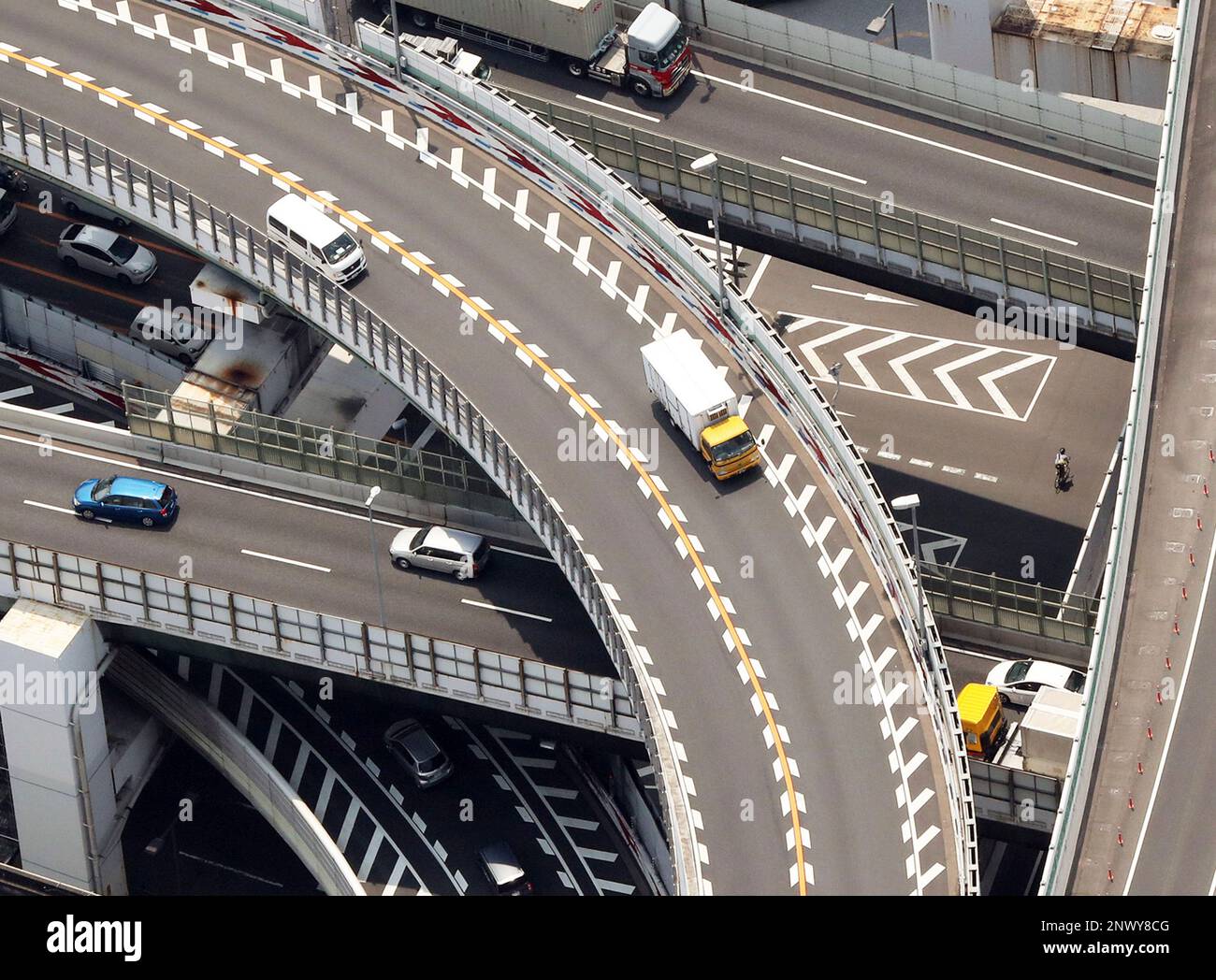 An aerial photo taken on July 17 shows Awaza Junction of the Hanshin ...