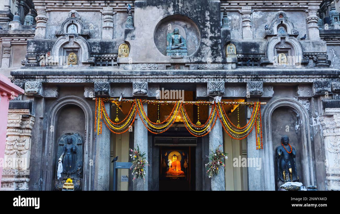 View of Mahabodhi Temple and Lord Budhha Statue Inside Temple, Bodh ...