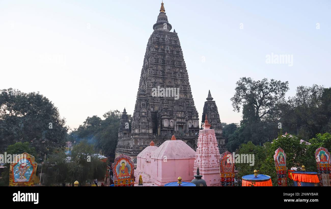 INDIA, BIHAR, BODH GAYA, January 2023, Devotee at Mahabodhi Temple ...