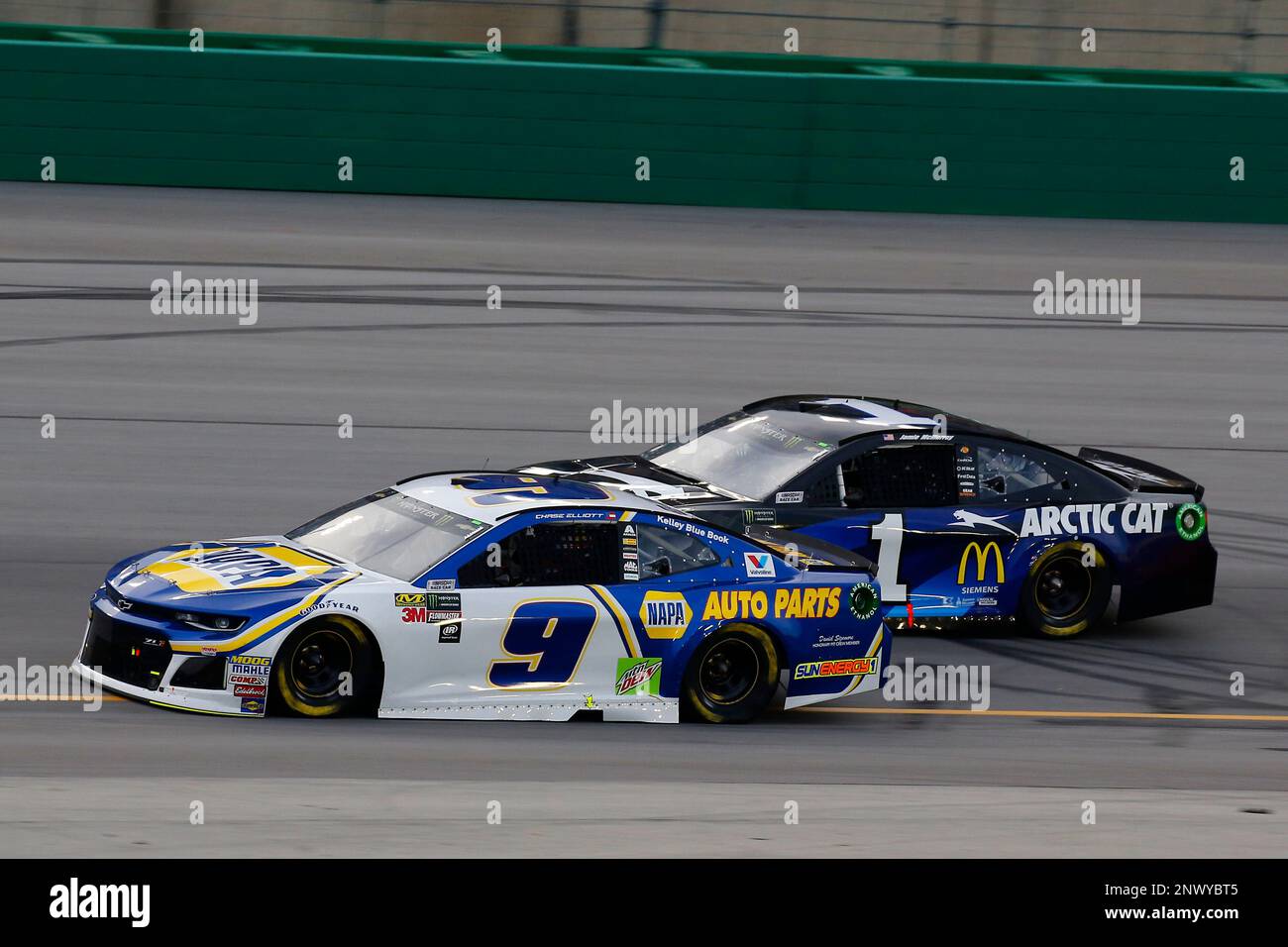 Chase Elliot (9) and Jamie McMurray (1) during the Monster Energy ...