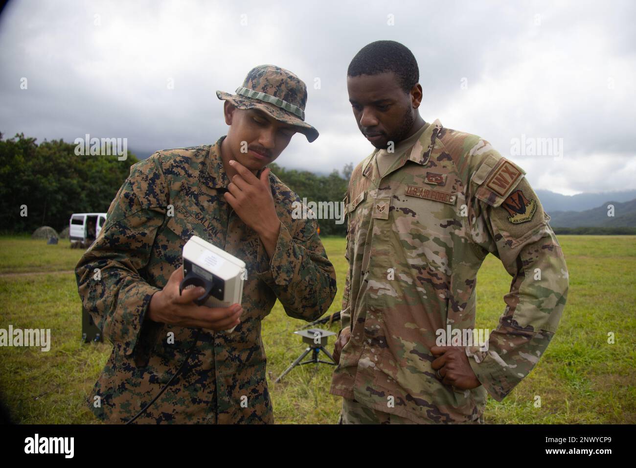 A U.S. Marine with Marine Air Control Squadron 4, Marine Air Control ...