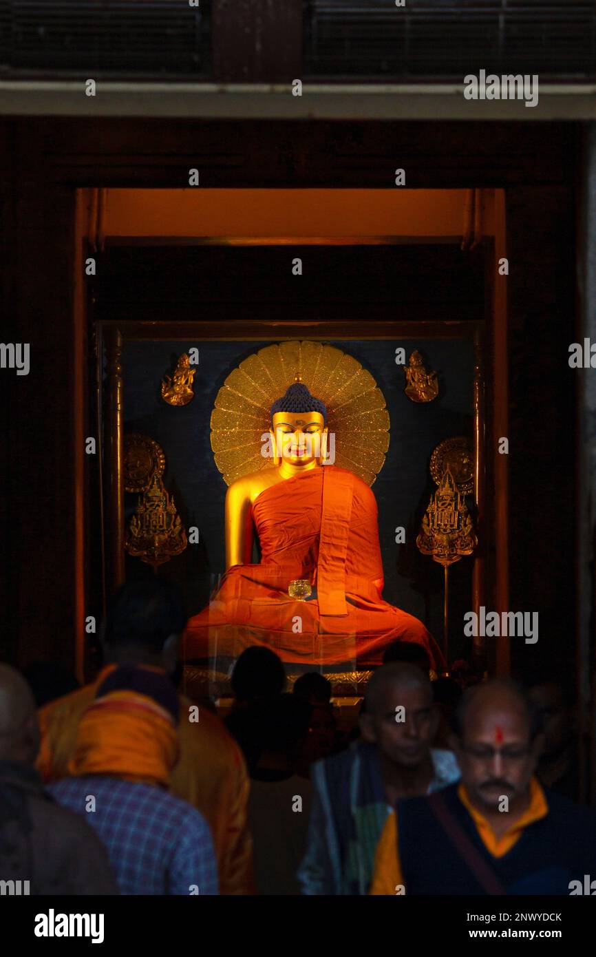 INDIA, BIHAR, BODH GAYA, January 2023, Devotee at Mahabodhi Temple in ...