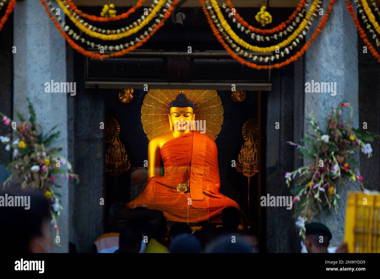 INDIA, BIHAR, BODH GAYA, January 2023, Devotee at Mahabodhi Temple in ...