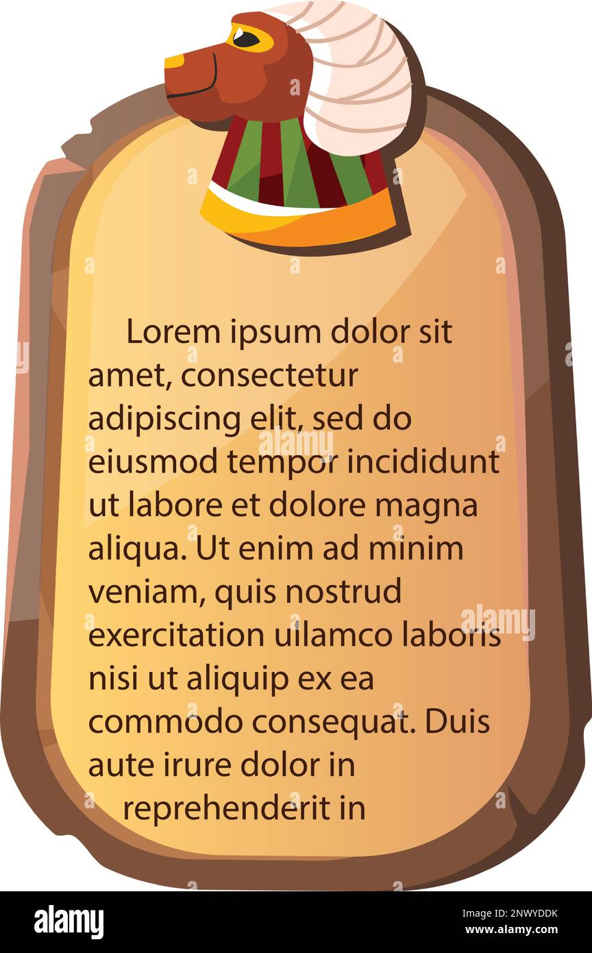 Stone board or clay tablet with ram head cartoon vector illustration ...