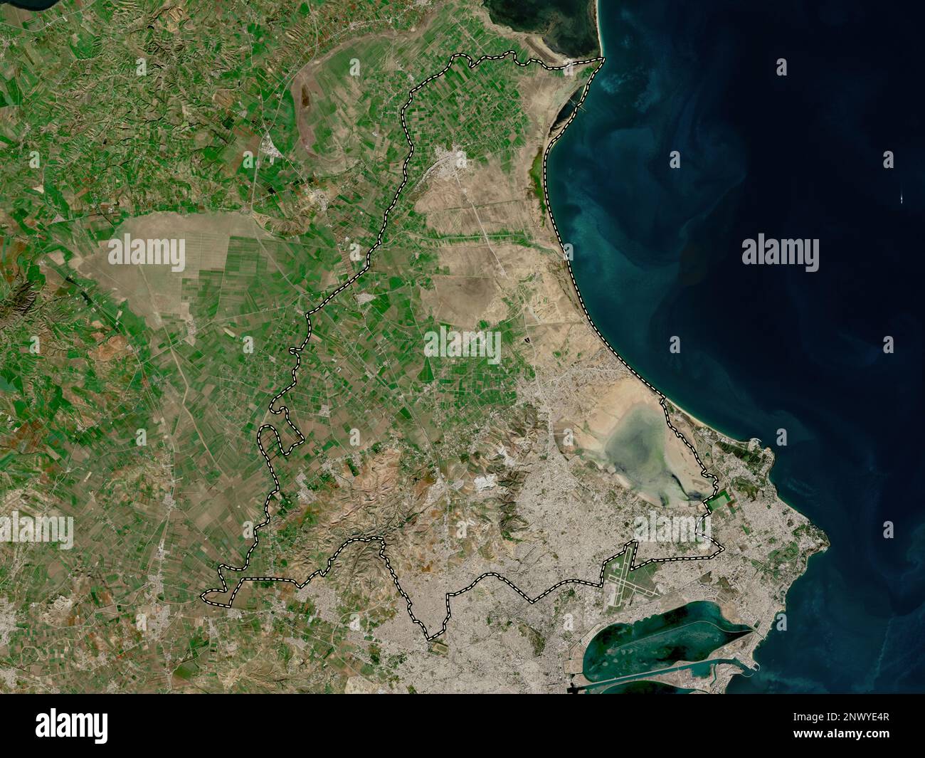 Ariana, governorate of Tunisia. Low resolution satellite map Stock ...