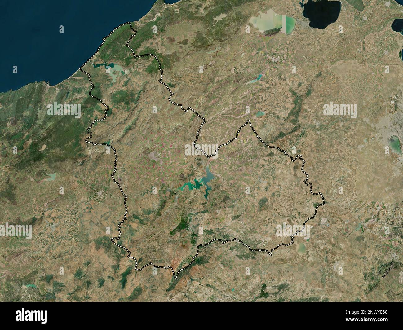 Beja, governorate of Tunisia. High resolution satellite map Stock Photo ...