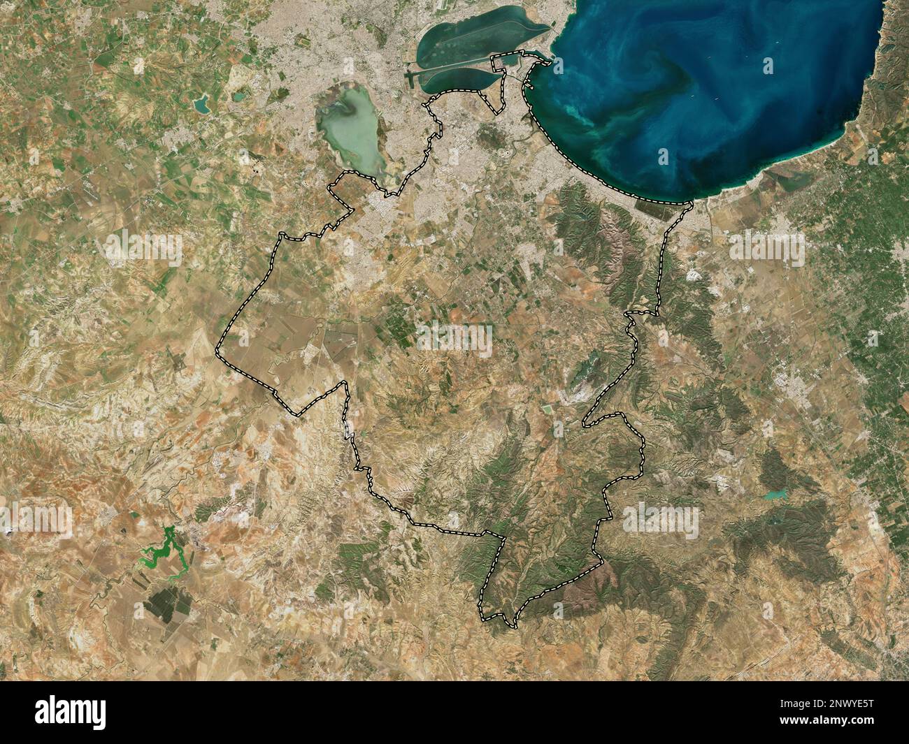 Ben Arous, governorate of Tunisia. Low resolution satellite map Stock Photo - Alamy