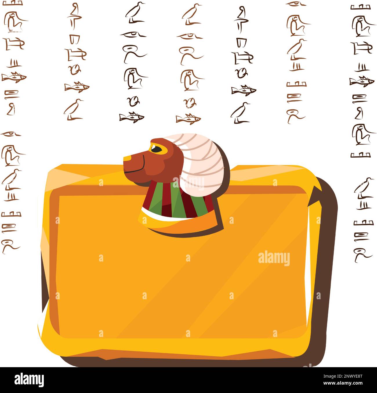 Stone board or clay tablet with ram head and Egyptian hieroglyphs ...