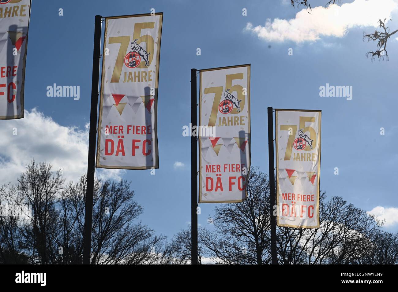 Cologne, Germany. 28th Feb, 2023. Flags with the inscription mir fiere ...