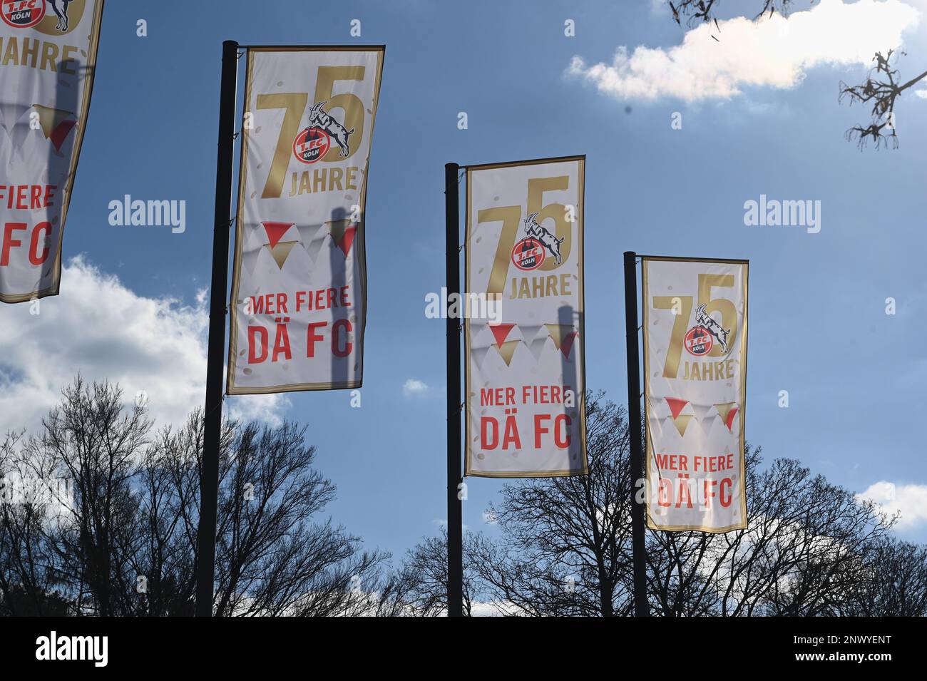 Cologne, Germany. 28th Feb, 2023. Flags with the inscription mir fiere ...