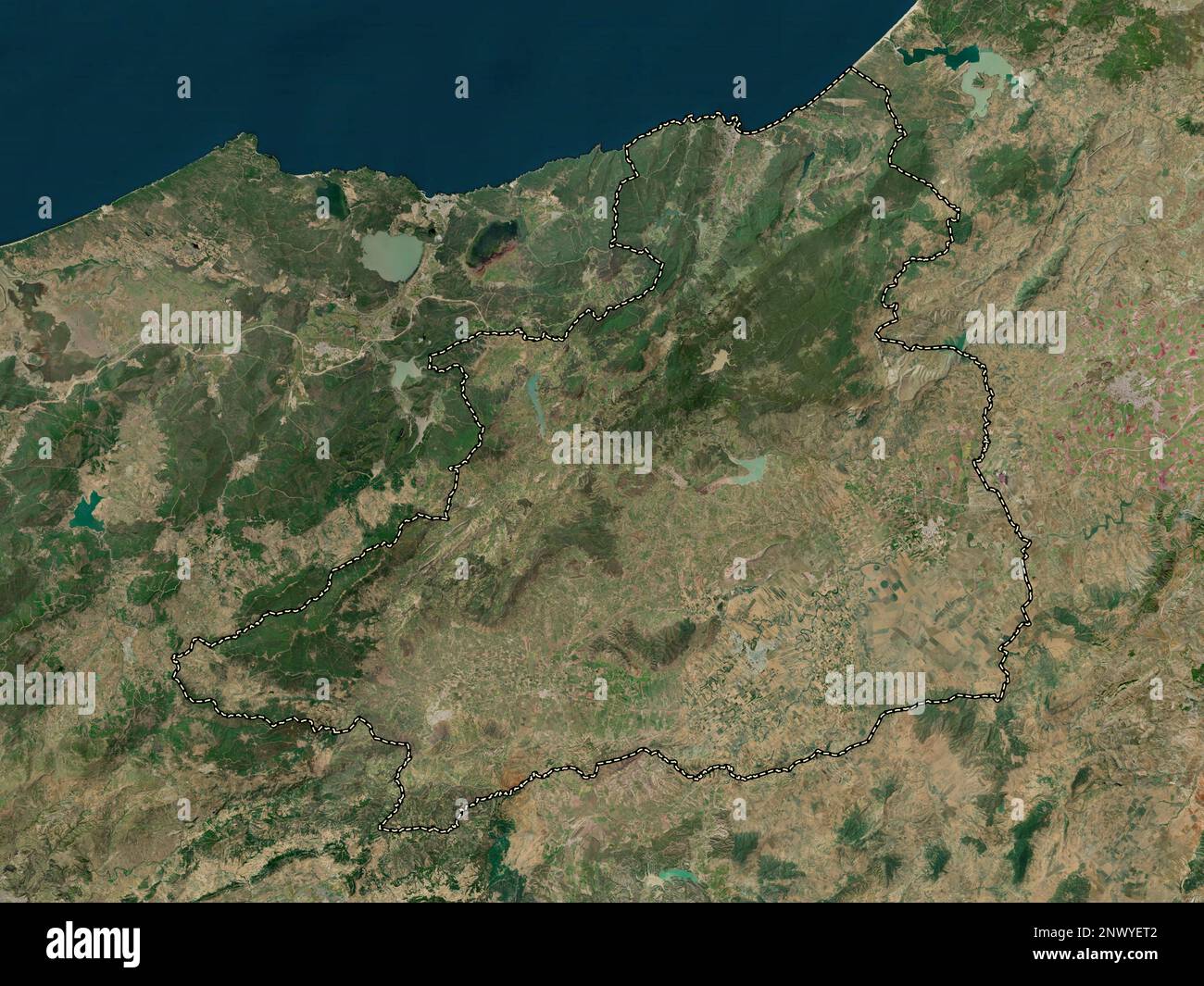 Jendouba, governorate of Tunisia. High resolution satellite map Stock ...