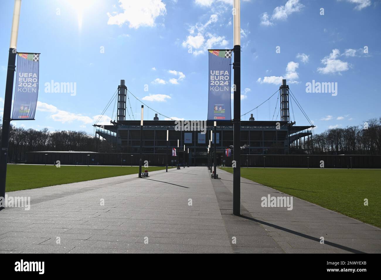 Cologne, Germany. 28th Feb, 2023. The flag of the European Football ...