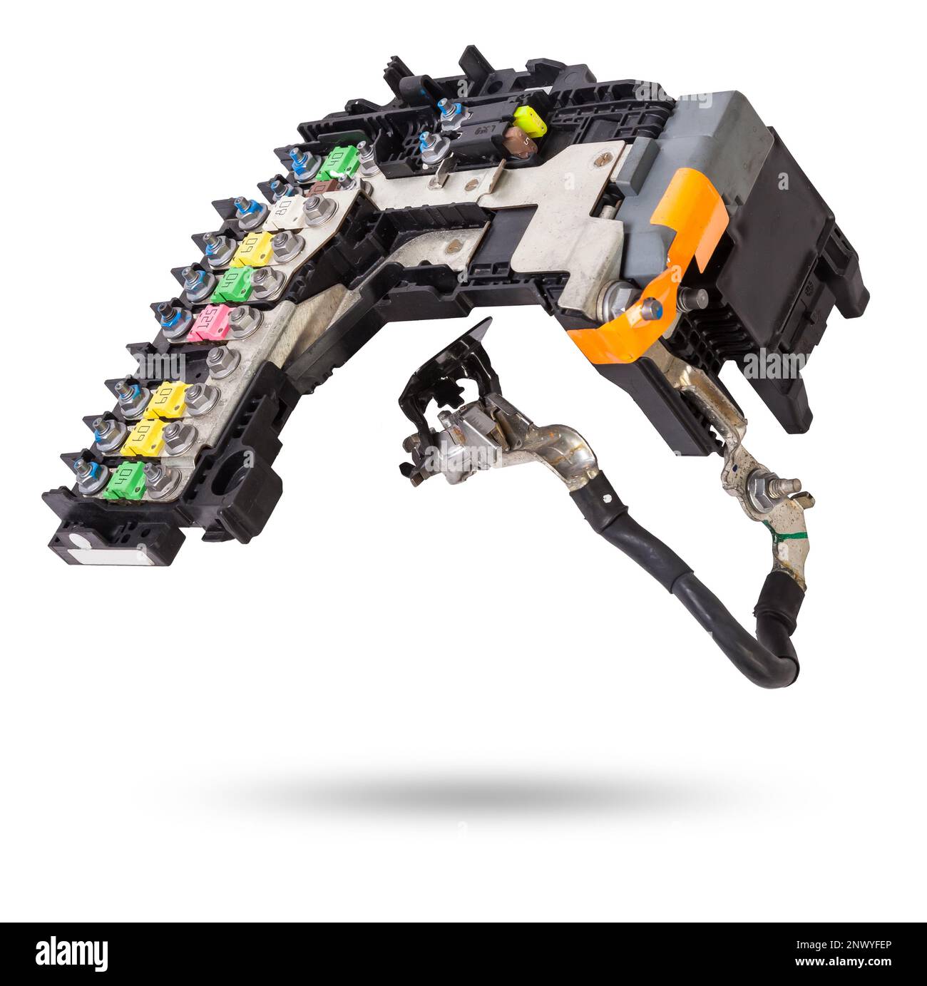 Close up view of Car Fuse box, Control engine lighting. Car electrical ...