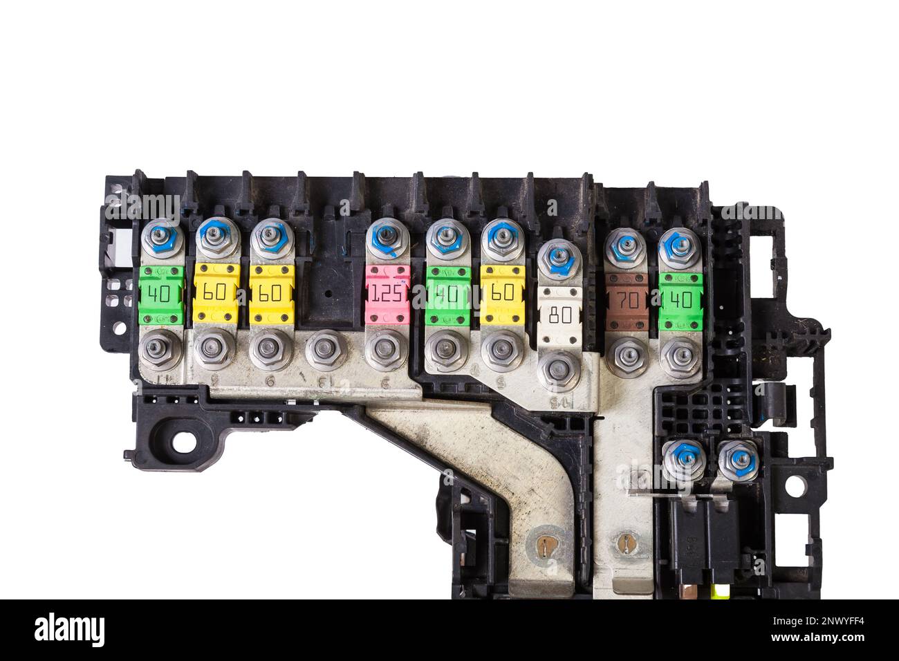Close up view of Car Fuse box, Control engine lighting. Car electrical ...