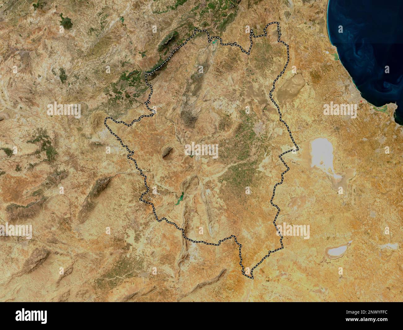 Kairouan, governorate of Tunisia. Low resolution satellite map Stock ...