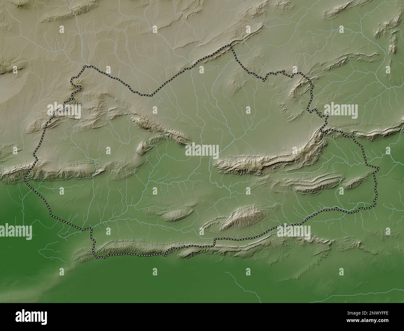 Gafsa, governorate of Tunisia. Elevation map colored in wiki style with ...