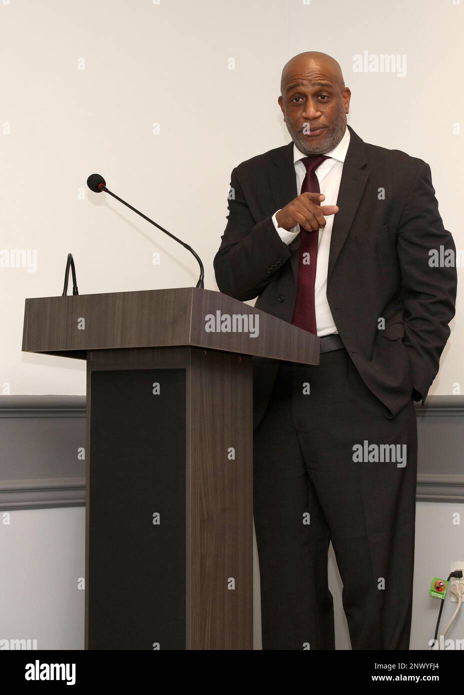 Paul T. Smaw, USAG Ft Hamilton Safety Manager delivers remarks as the ...