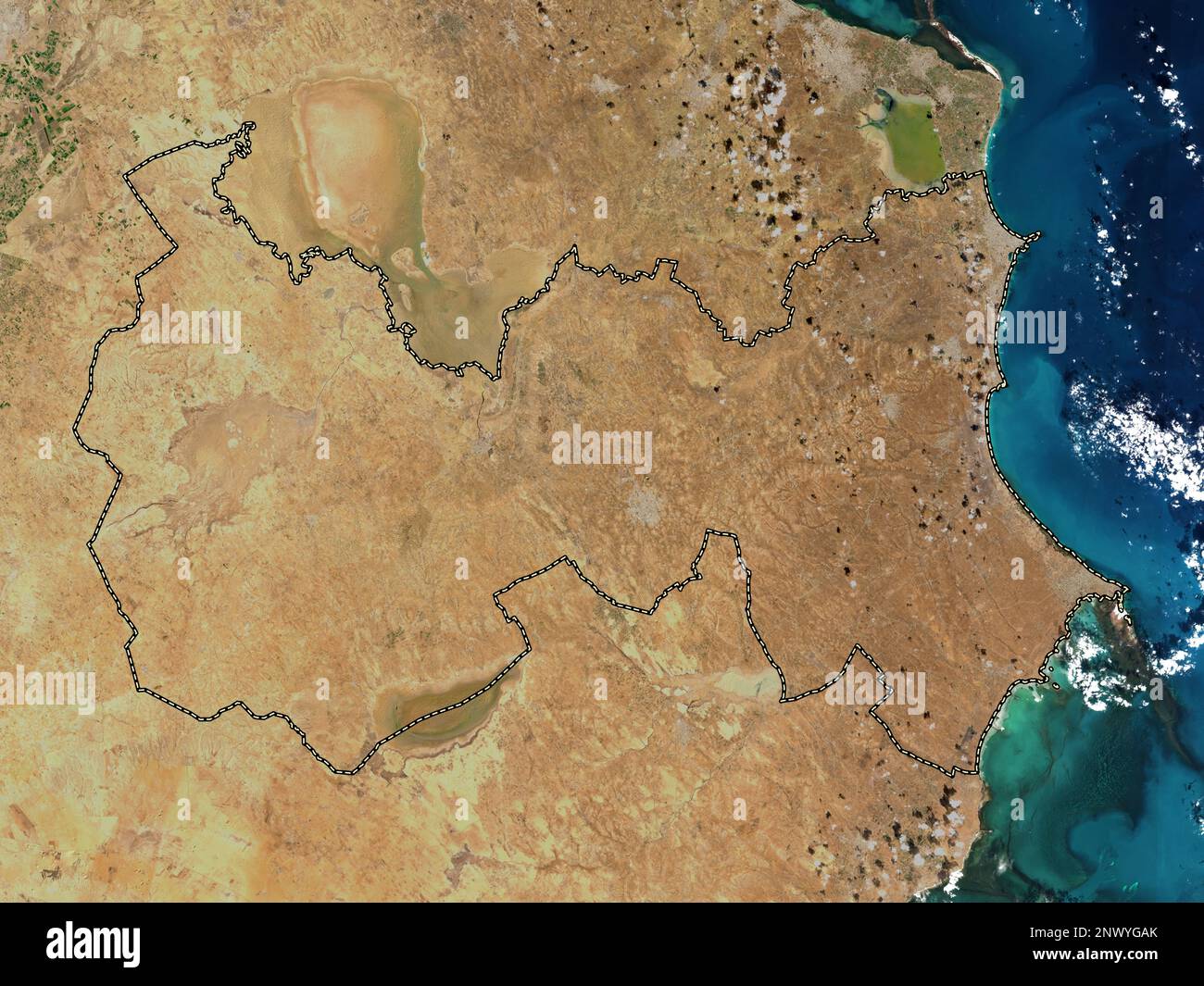 Mahdia, governorate of Tunisia. Low resolution satellite map Stock ...