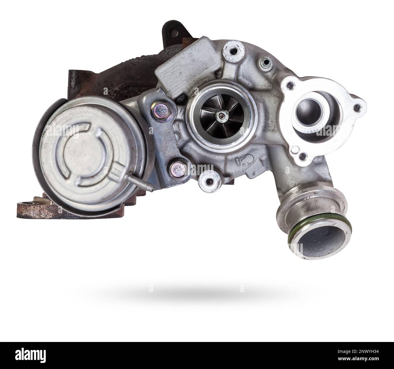 Turbo charger installed for power booster torque drive on white ...