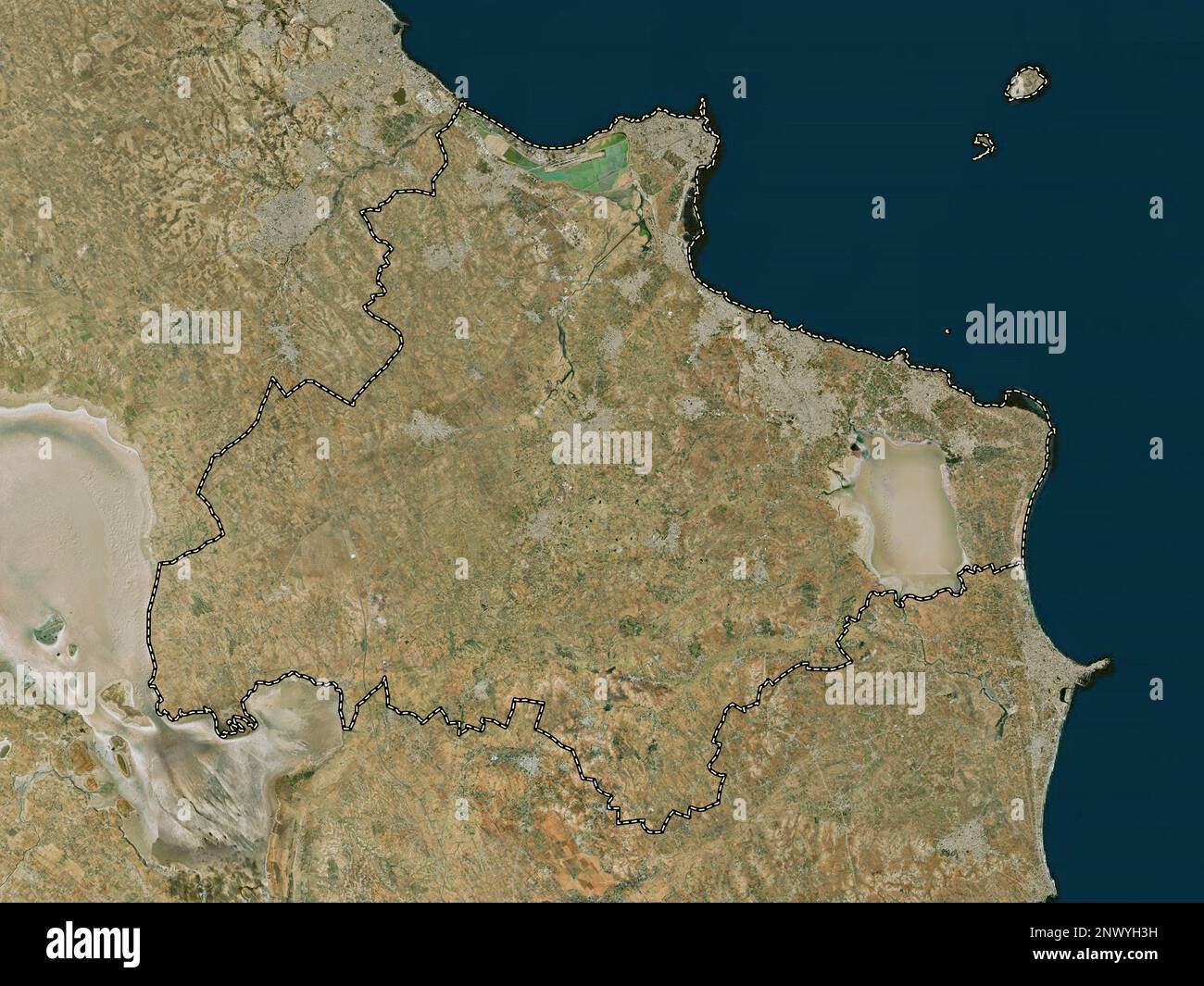 Monastir, governorate of Tunisia. High resolution satellite map Stock ...