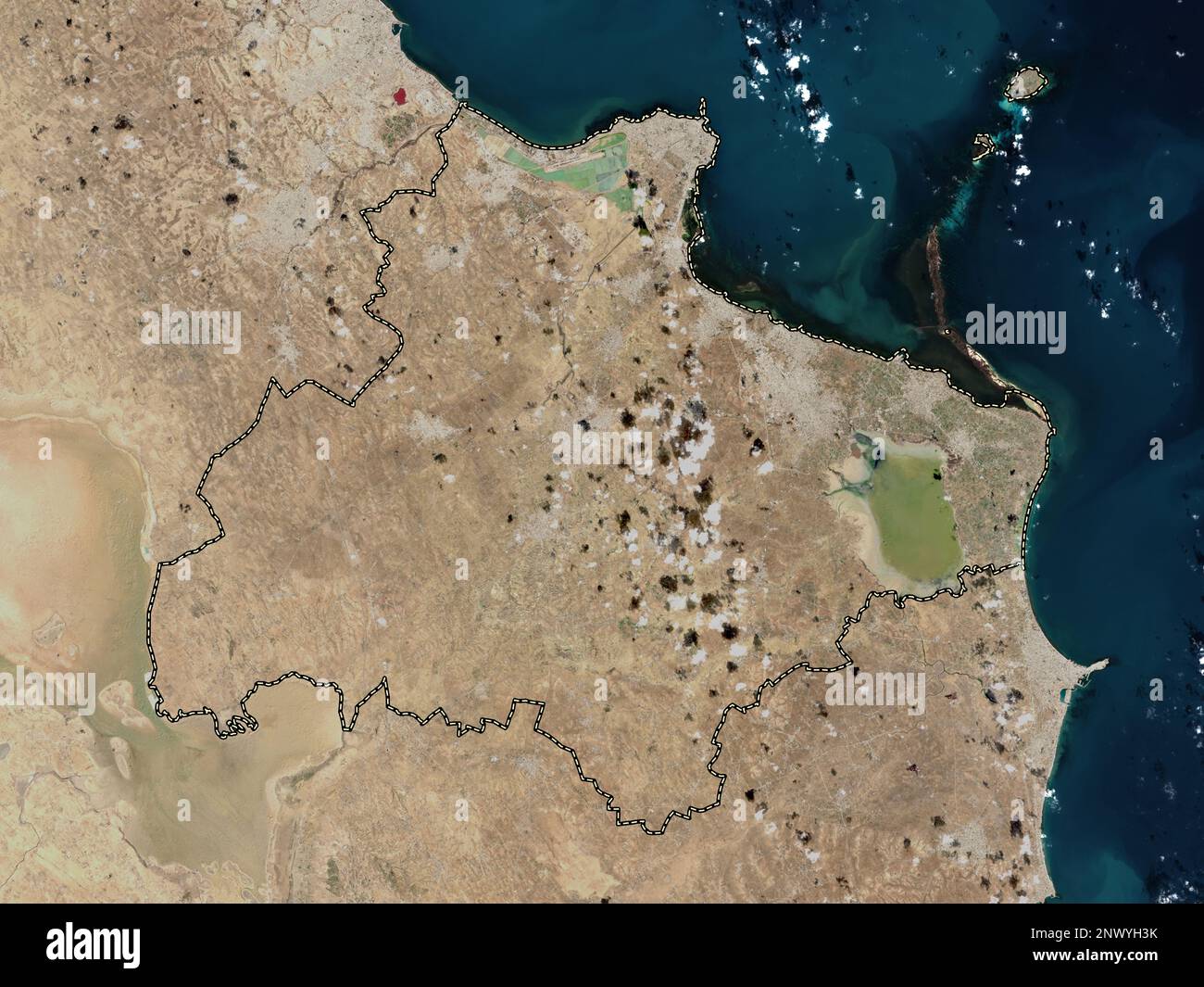 Monastir, governorate of Tunisia. Low resolution satellite map Stock ...