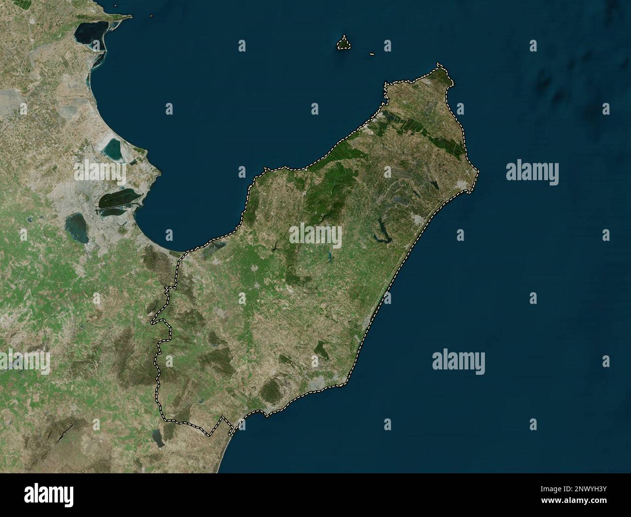 Nabeul, governorate of Tunisia. High resolution satellite map Stock ...