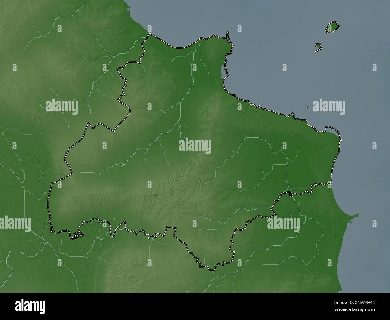 Monastir, governorate of Tunisia. Elevation map colored in wiki style ...