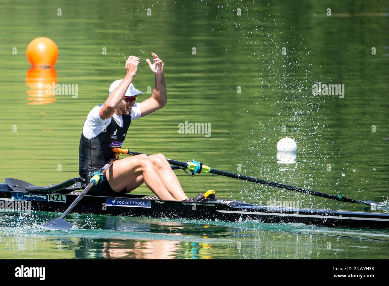 Robert Manson of New Zealand celebrates after winning the Men's Single ...
