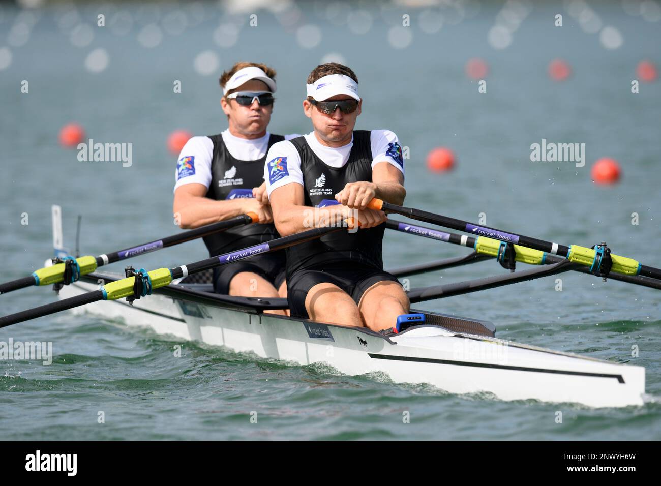 Christopher Harris, right, and John Storey of New Zealand compete ...