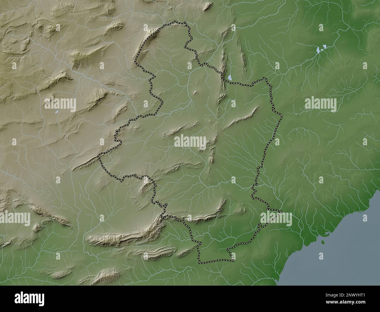 Sidi Bou Zid, governorate of Tunisia. Elevation map colored in wiki ...